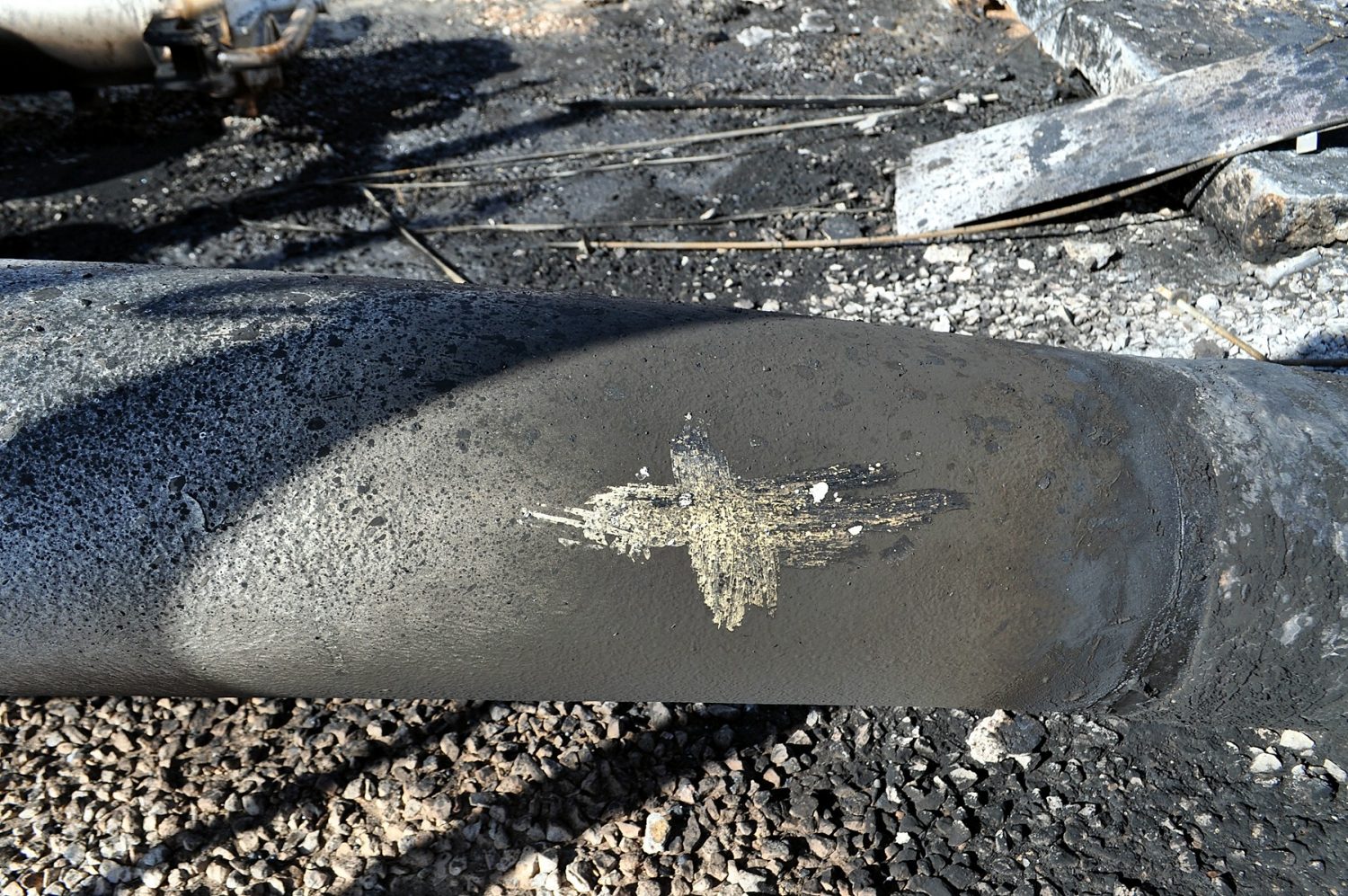 Fire damage assessment close-up view of after wiping soot off on line ...